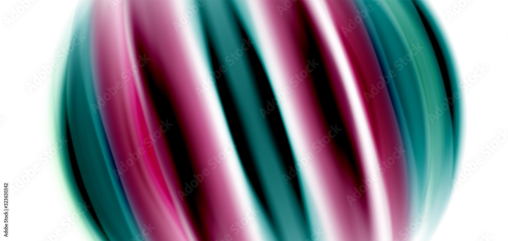 Silk smooth lines on white, liquid fluid color waves. Vector ...