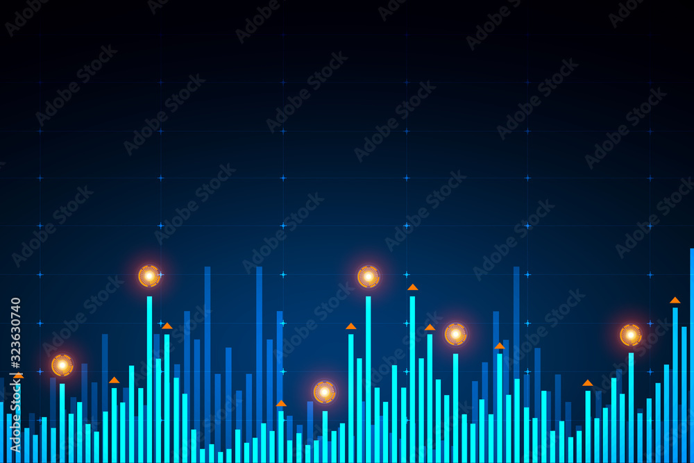 Financial forecast chart analyzing. Graph reflects data behavior over ...