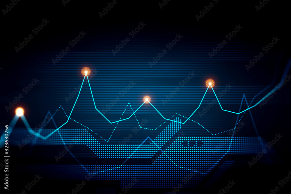 Financial forecast chart analyzing. Graph reflects data behavior over ...