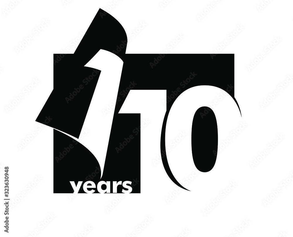 Isolated abstract logo 110 years. In the form of an open book, magazine ...