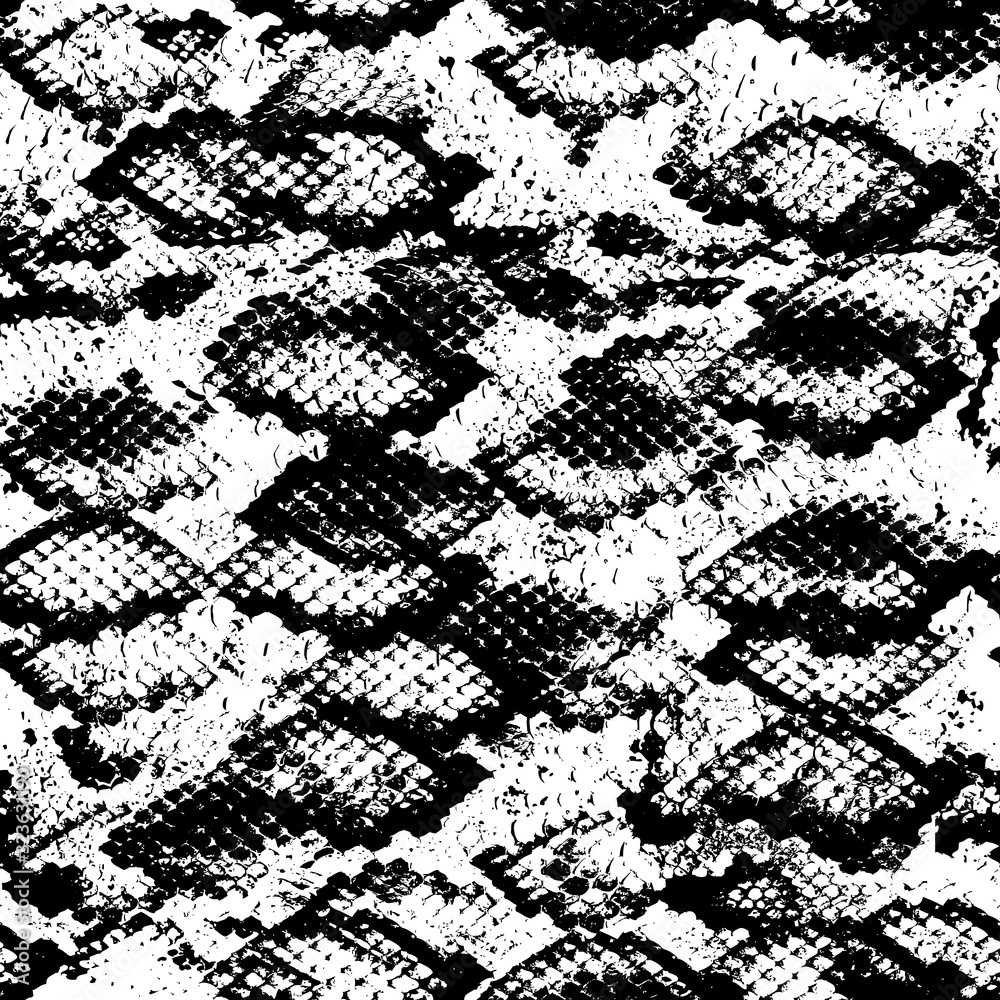 Snake skin scales texture. Seamless pattern black white background ...
