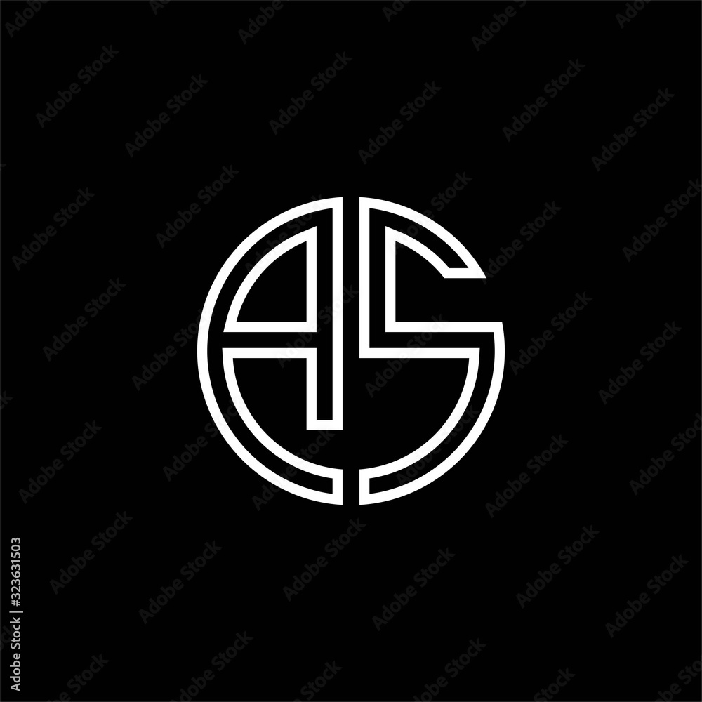 AS monogram logo circle ribbon style outline design template Stock ...