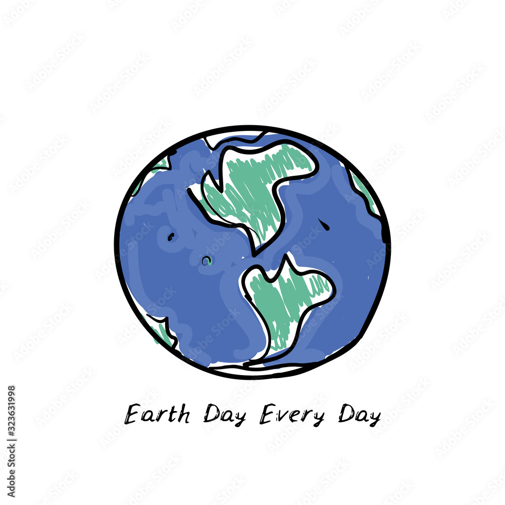 Earth day every day. World map. Green silhouettes of continents ...