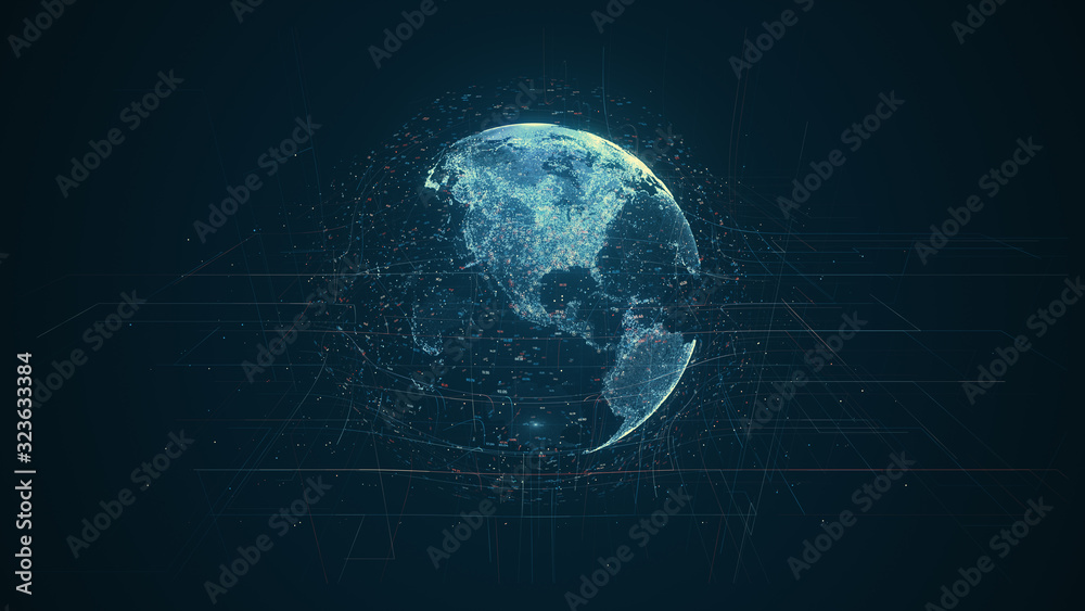 Digital data globe - abstract illustration of a scientific technology ...