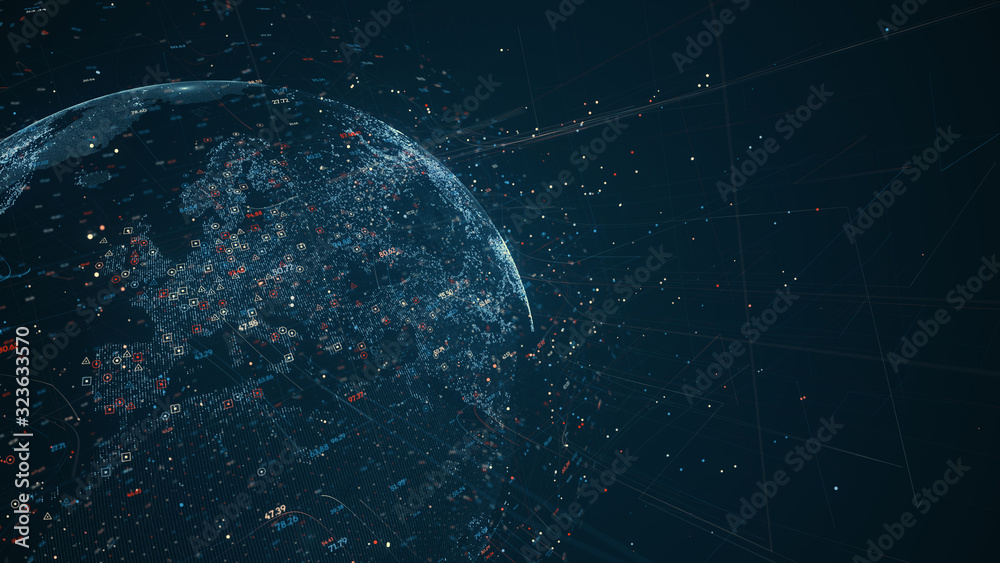 Digital data globe - abstract illustration of a scientific technology ...