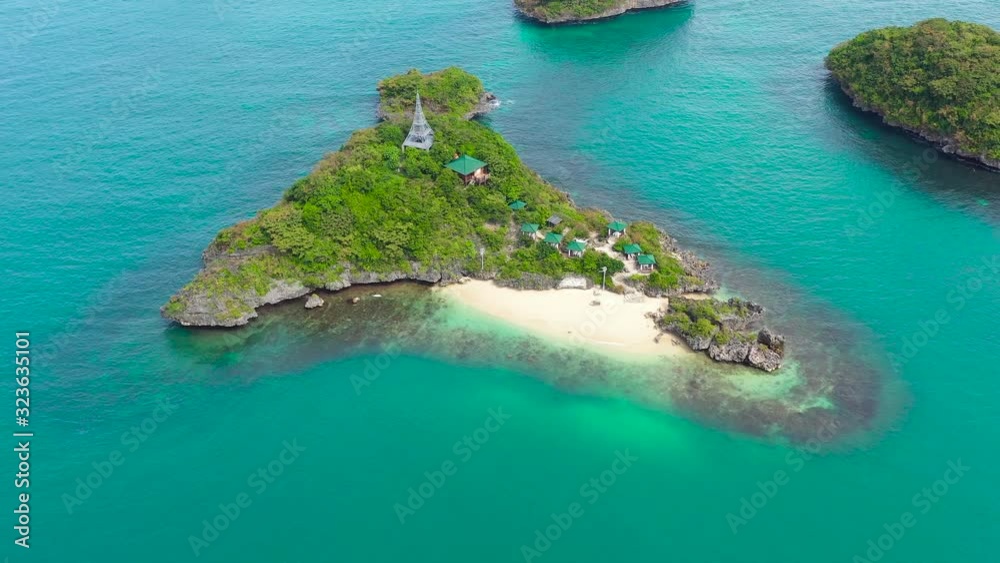 Tropical island with a sandy beach top view. Lopez Island, Hundred ...