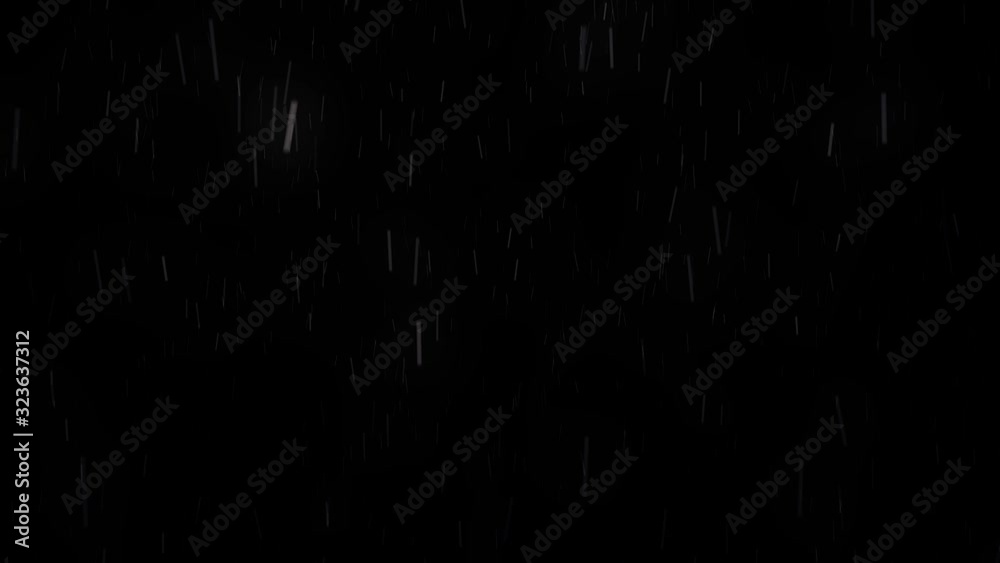 Abstract rain drops falling down on black background, seamless loop ...
