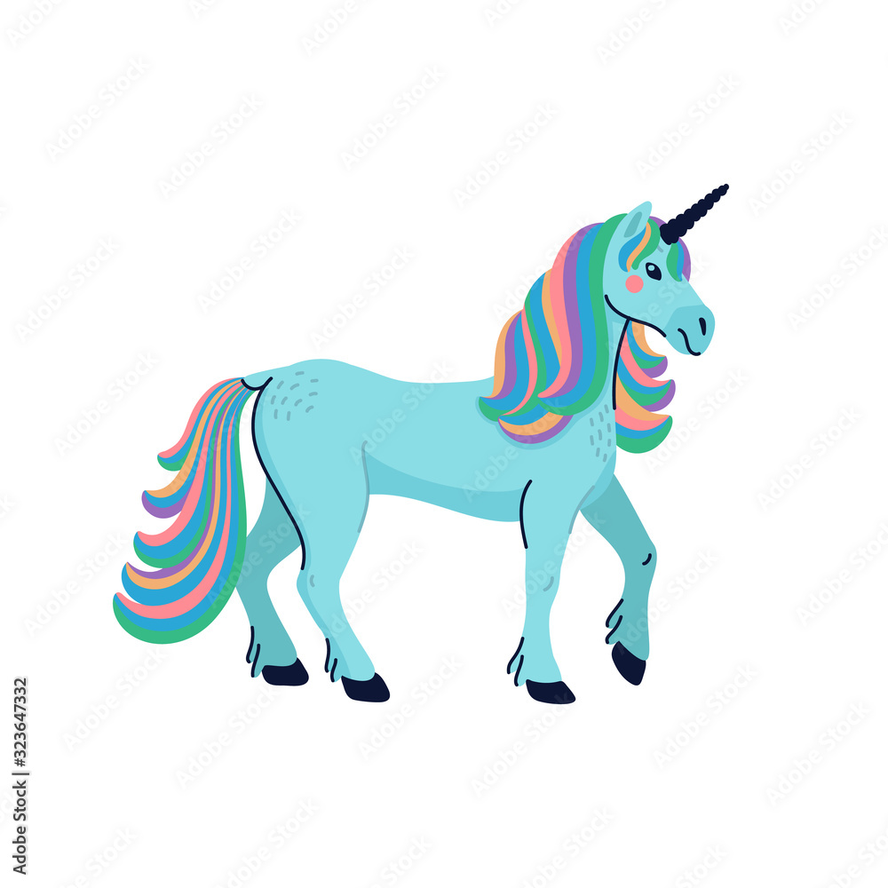 Magical creatures set. Mythological animal - unicorn. Doodle style ...