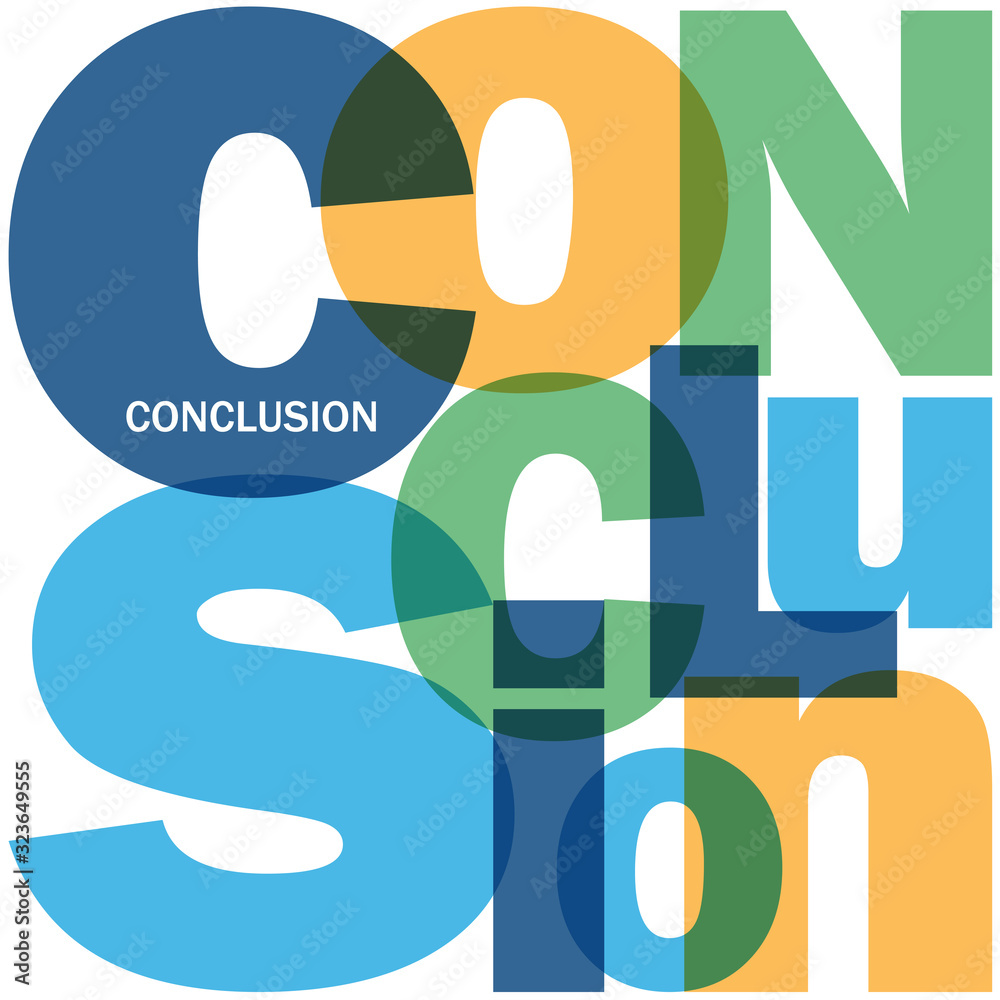CONCLUSION colorful vector typography banner vector de Stock | Adobe Stock