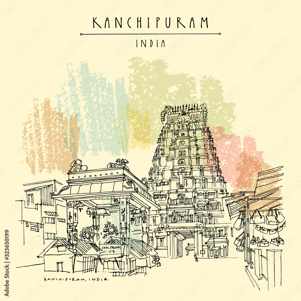 Indian Marketplace Drawing