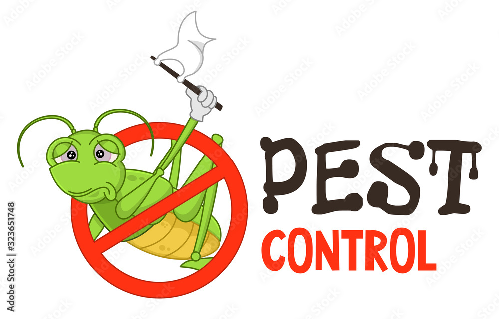 Funny vector illustration of pest control logo for fumigation business ...