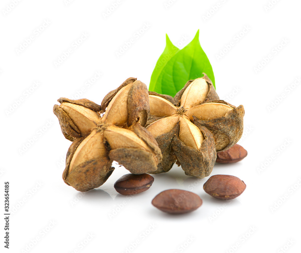 Nuts Incas , sacha inchi peanut seed an isolated on white background ...