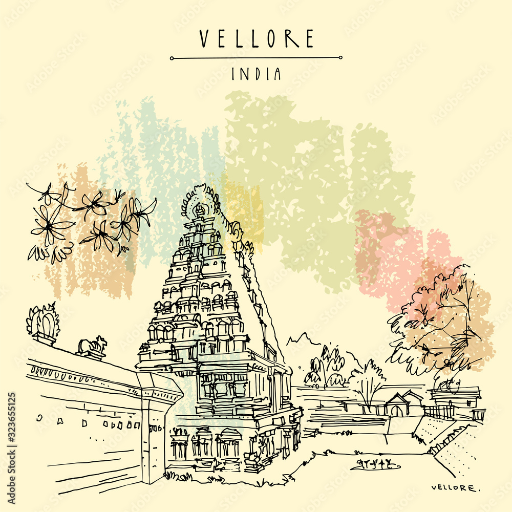 Vellore, Tamil Nadu, South India. Ancient Jalagandeswarar Hindu temple ...