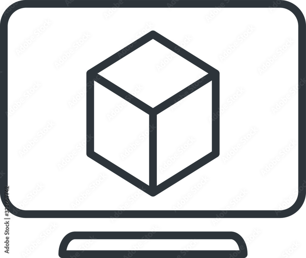 Cube and monitor icon, vector illustration Stock Vector | Adobe Stock