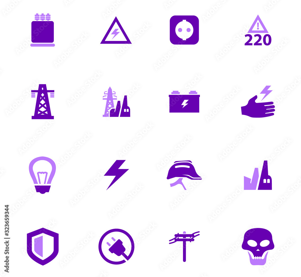 High voltage icons set Stock Vector | Adobe Stock