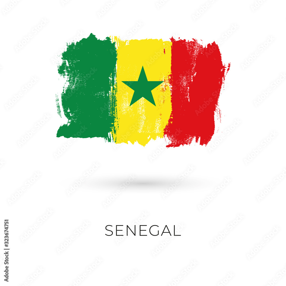 Senegal colorful brush strokes painted national country flag icon ...