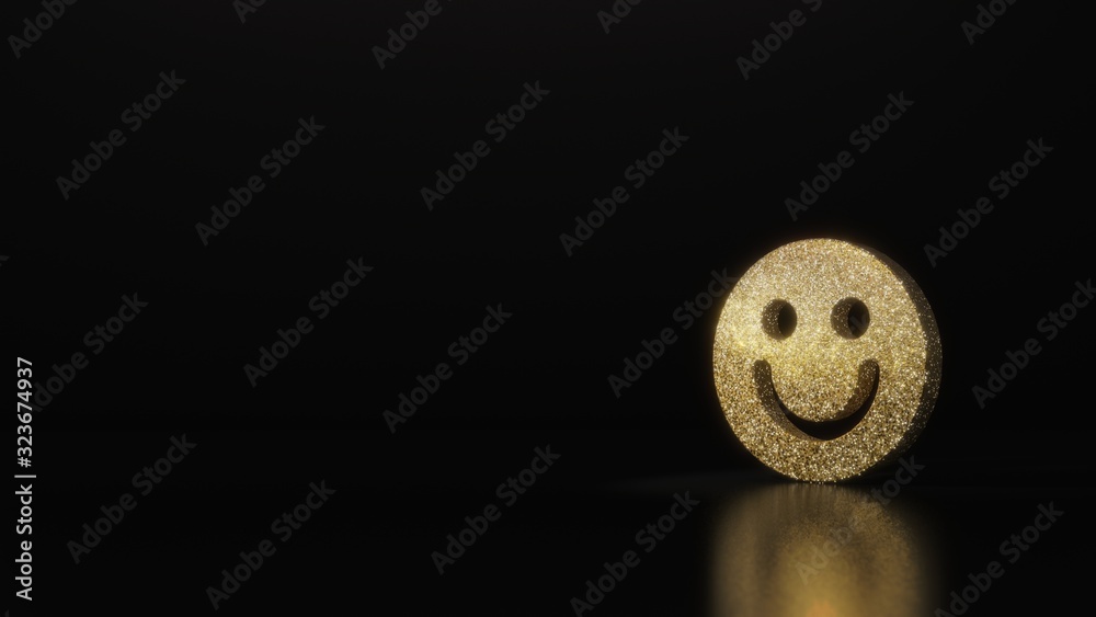 science glitter gold glitter symbol of emoticons smile 3D rendering on ...