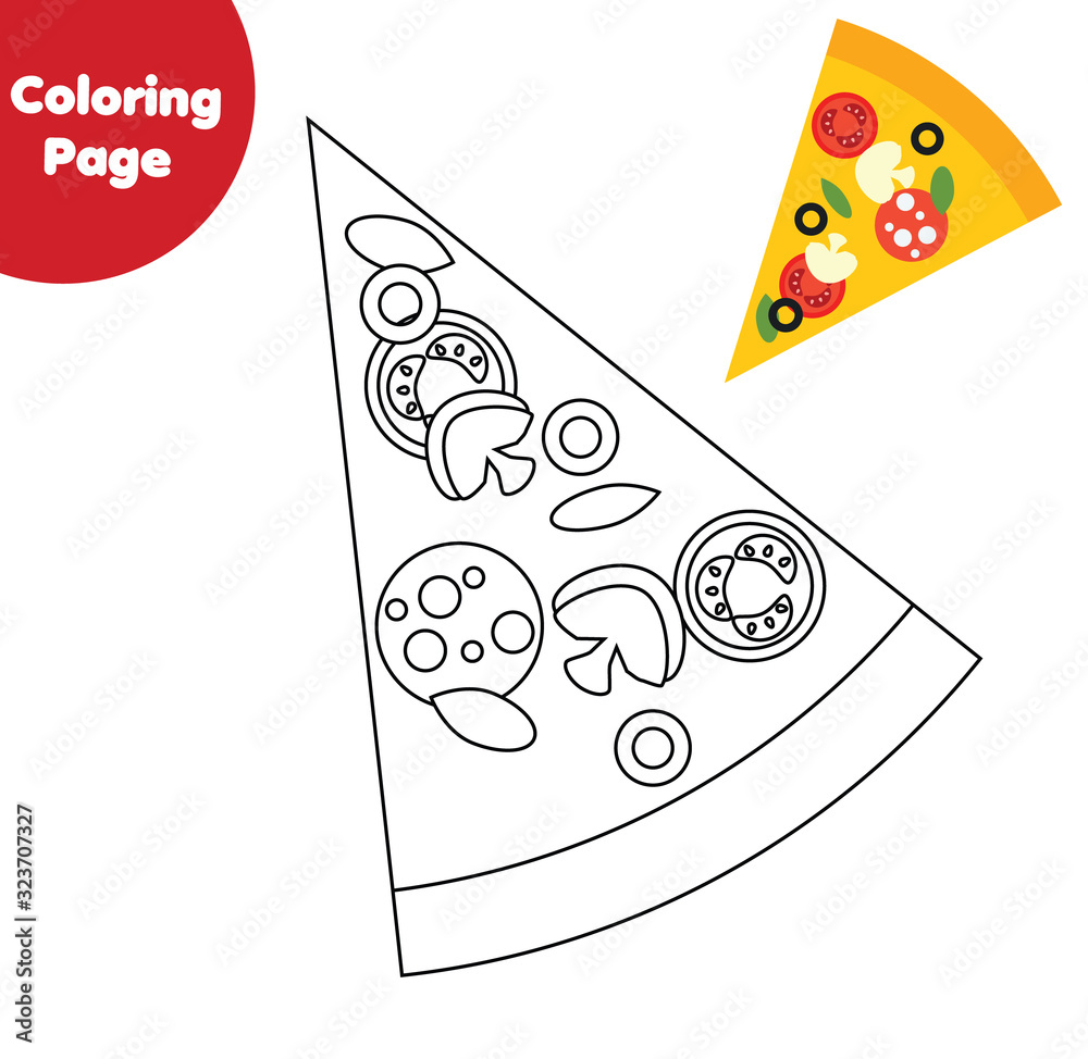 Pizza slice coloring page. Color picture for toddlers and kids ...