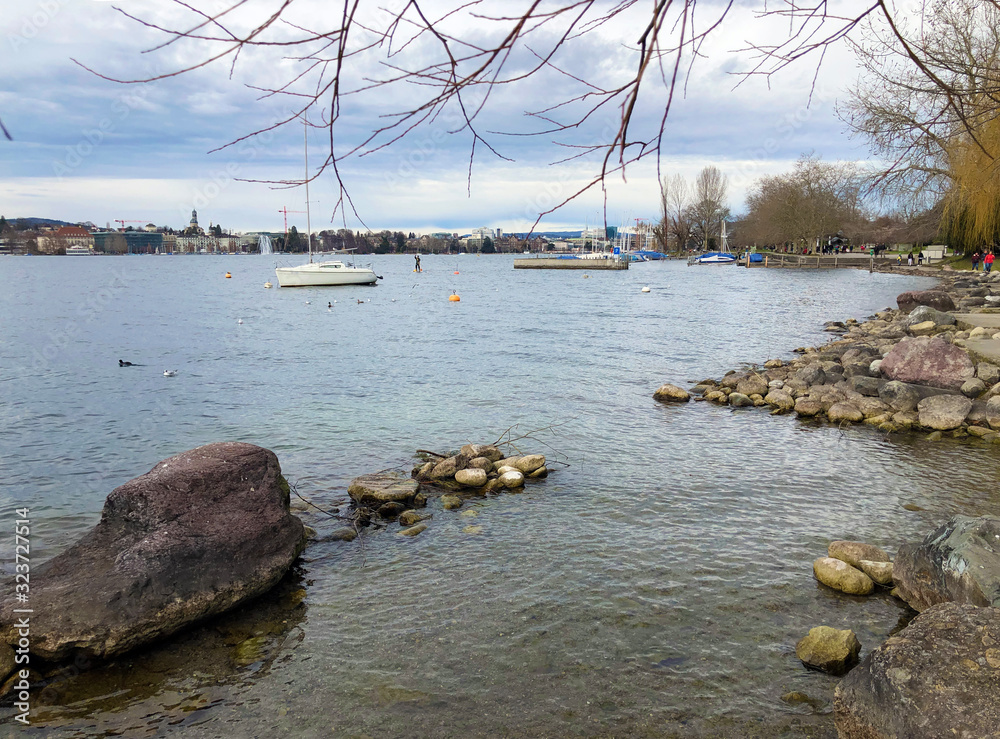 Zurich Lake (Zürichsee, Zurichsee or Zuerichsee) in the area of ...
