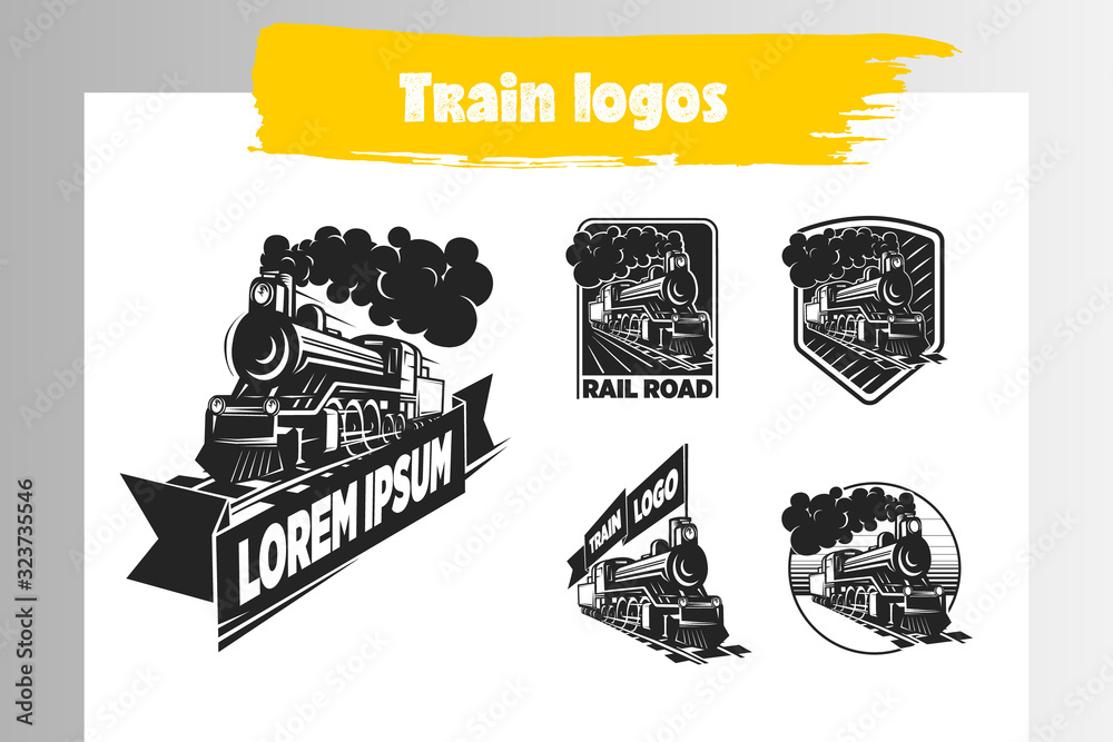 Set of trains logos Stock Vector | Adobe Stock