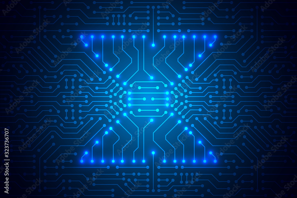 Microchip Technology Background, blue digital circuit board pattern ...