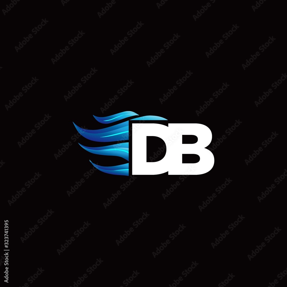 DB monogram logo with blue fire style design template Stock Vector ...