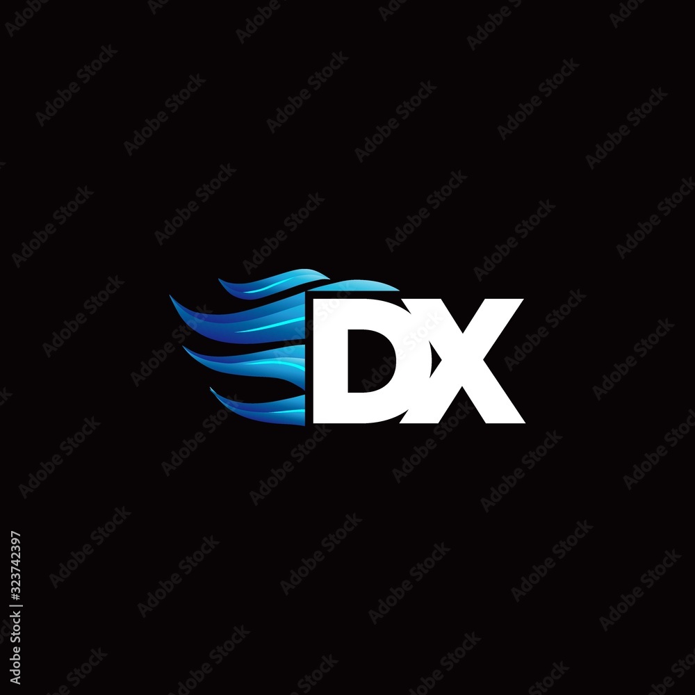 DX monogram logo with blue fire style design template Stock Vector ...