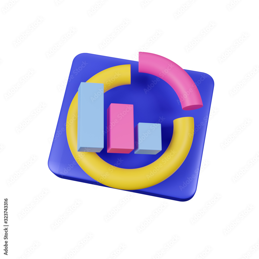 Pie and bar charts icon. 3d render Stock Illustration | Adobe Stock