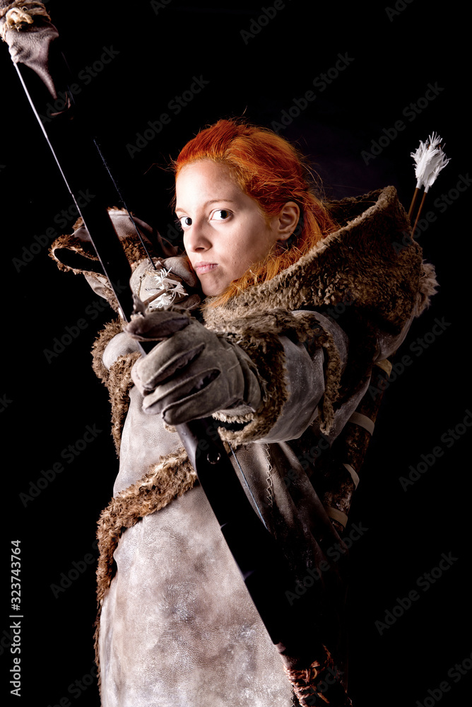 female archer posing Stock Photo | Adobe Stock