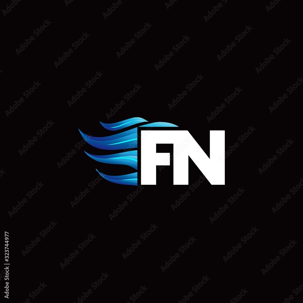 FN monogram logo with blue fire style design template Stock Vector ...