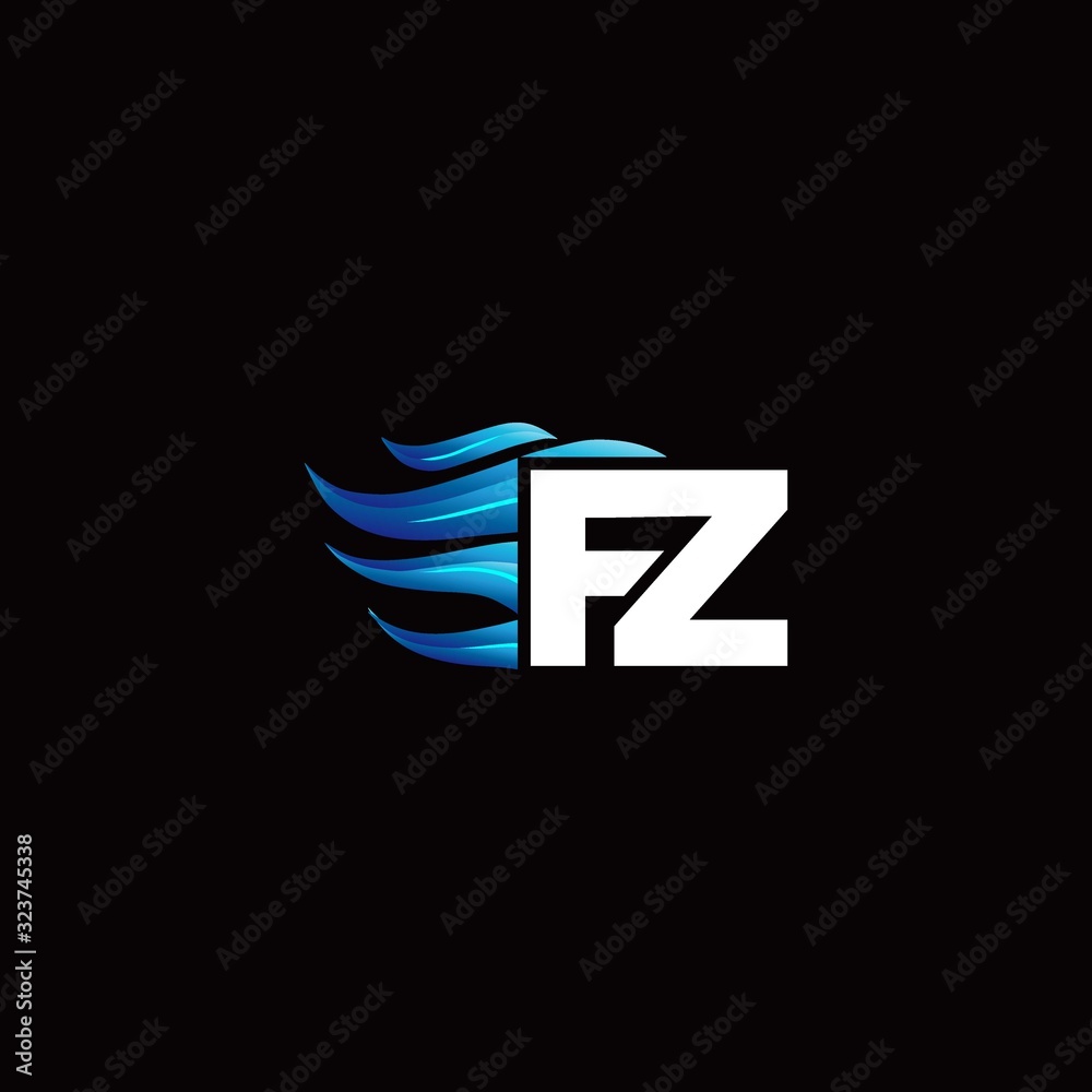 FZ monogram logo with blue fire style design template Stock Vector ...