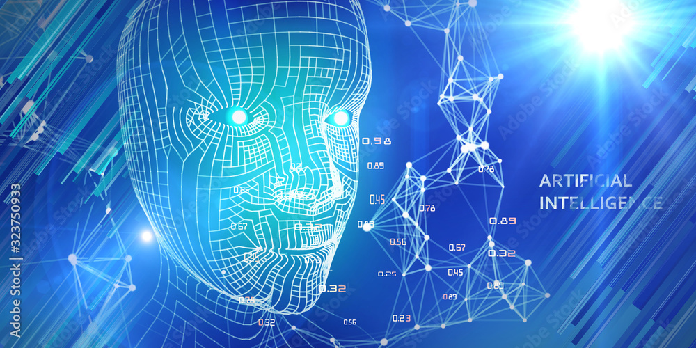 ภาพประกอบสต็อก Abstract futuristic background with lines. Robotic ...