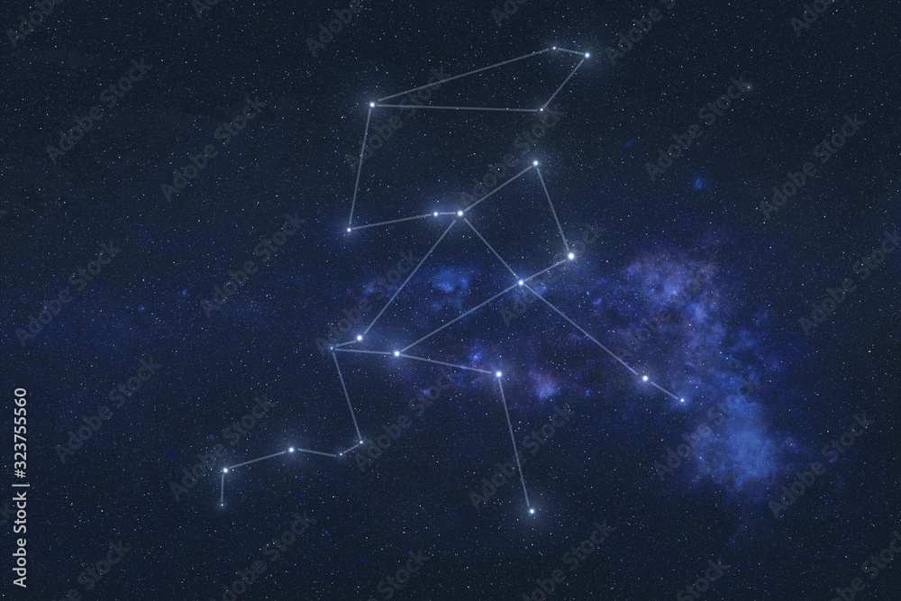 Hercules constellation stars in outer space. Hercules constellation ...
