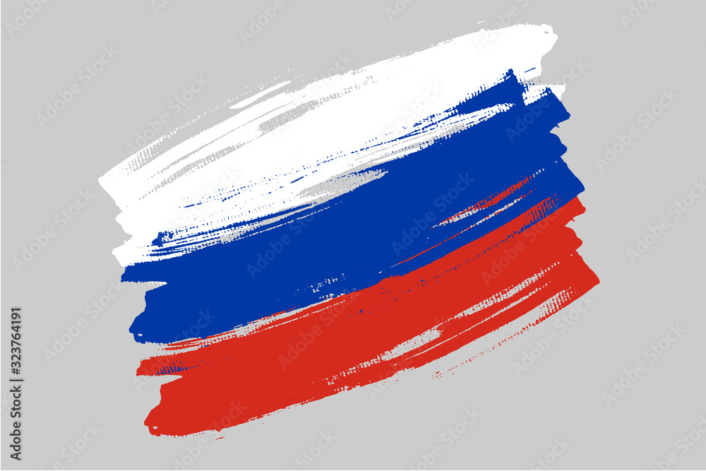 Flag of Russian Federation. Russia's tricolor brash concept. Horizontal ...