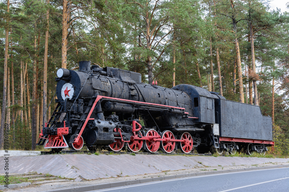 Soviet steam locomotive class L. Monument locomotive L-1591 is located ...