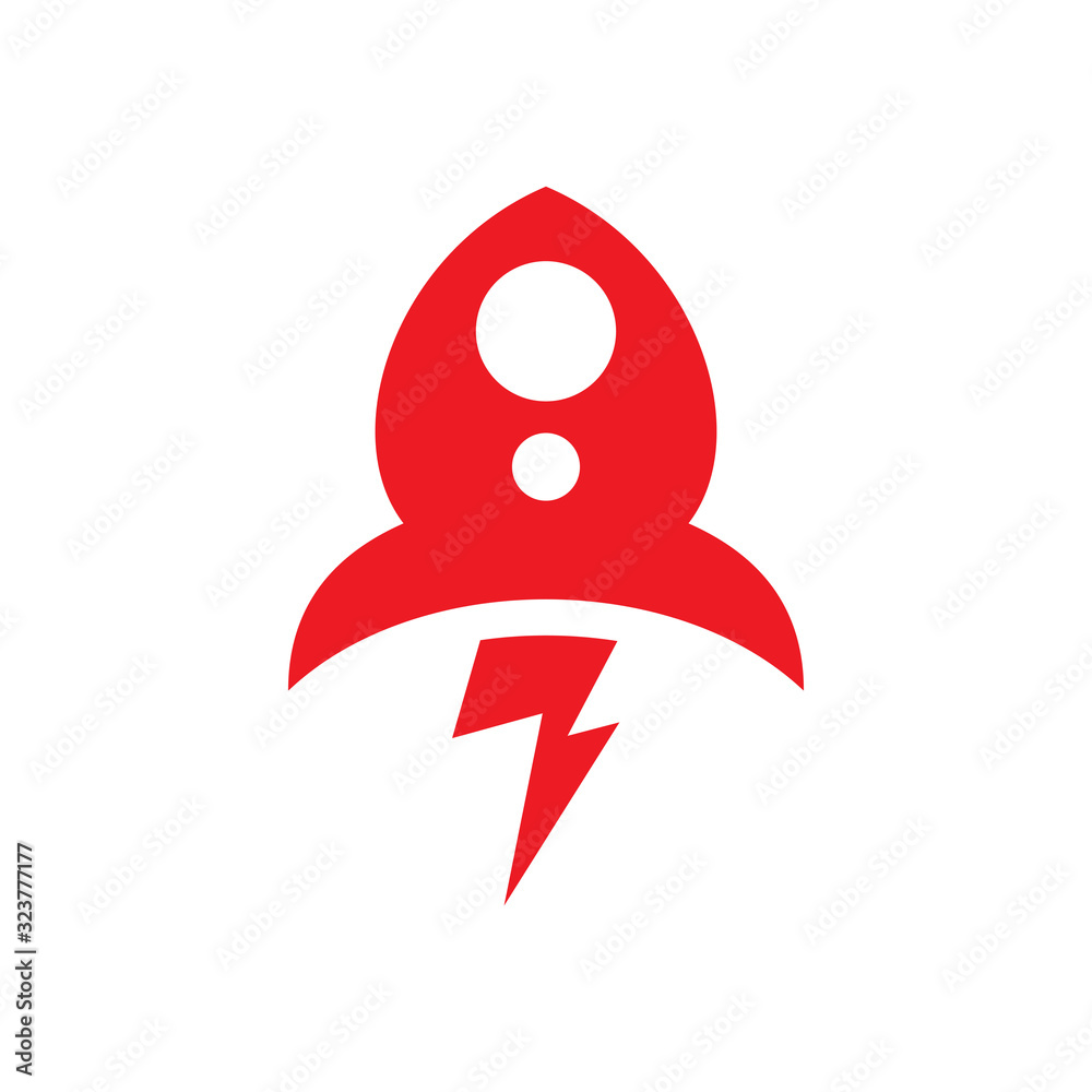 red rocket lightning electric logo design Stock Vector | Adobe Stock