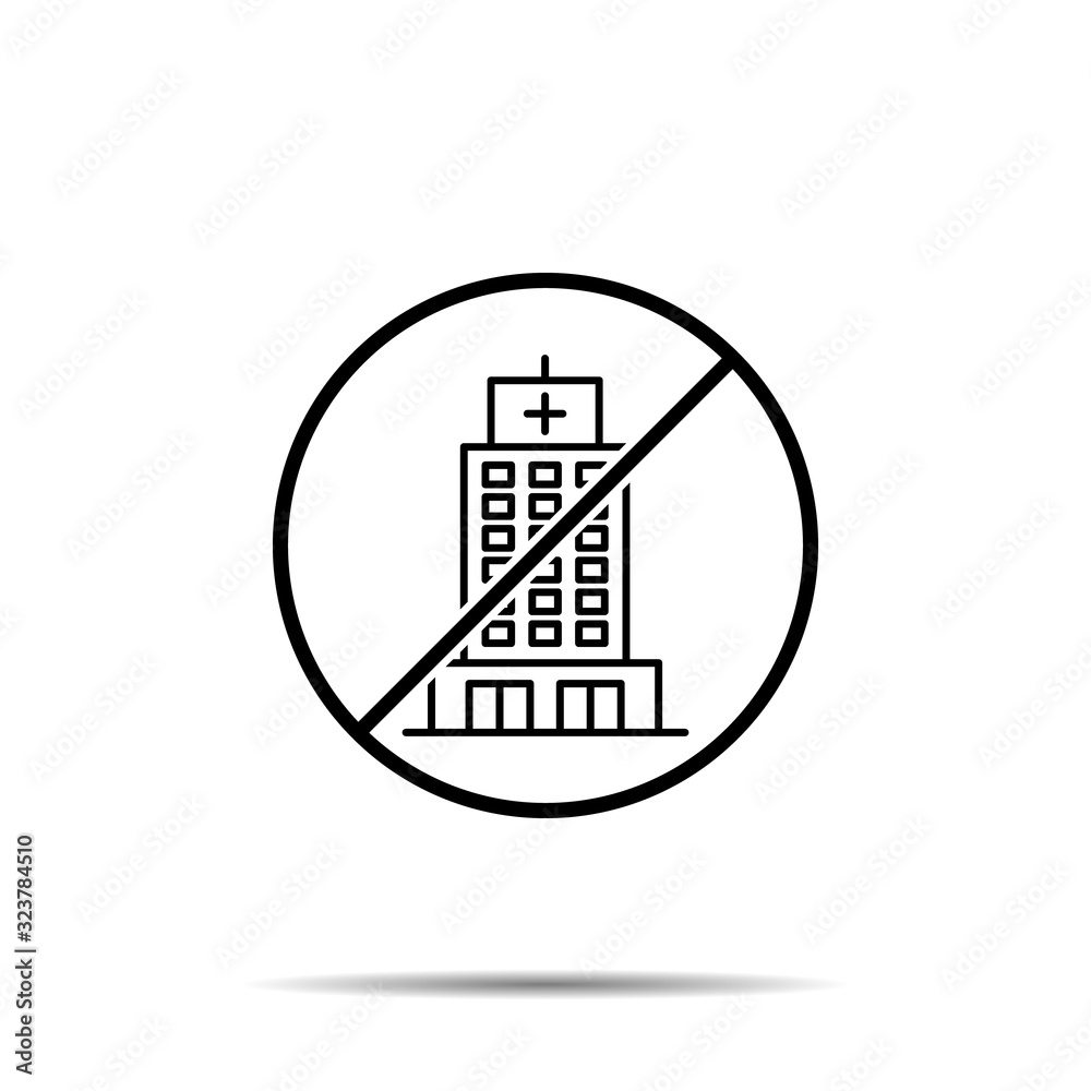 No hospital, building icon. Simple thin line, outline vector of ...