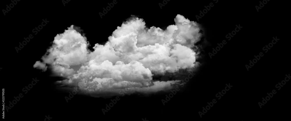white cloud loop. beautiful fast billowing cloud isolated on black ...