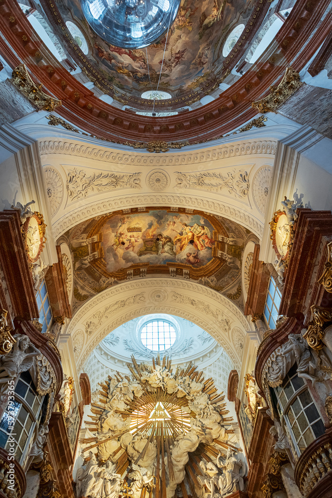 Karlskirche or St. Charles Church interior. It is a baroque church ...