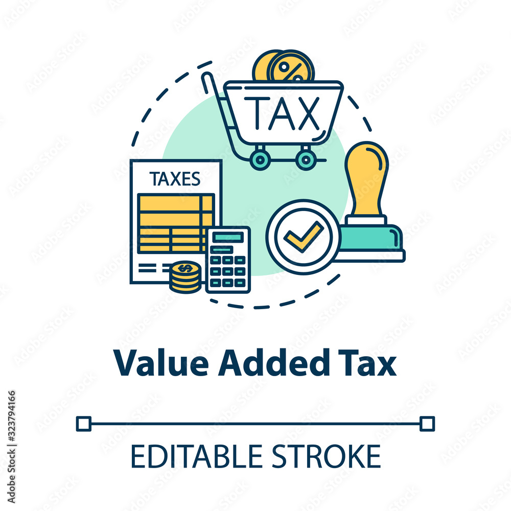 Value added tax concept icon. Consumption cost. Economy, finance ...