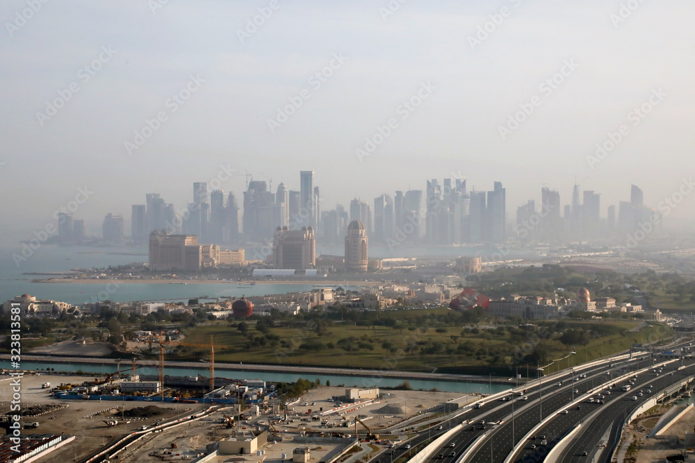 Doha / Qatar – February 17, 2020: The towers of the West Bay area of ...