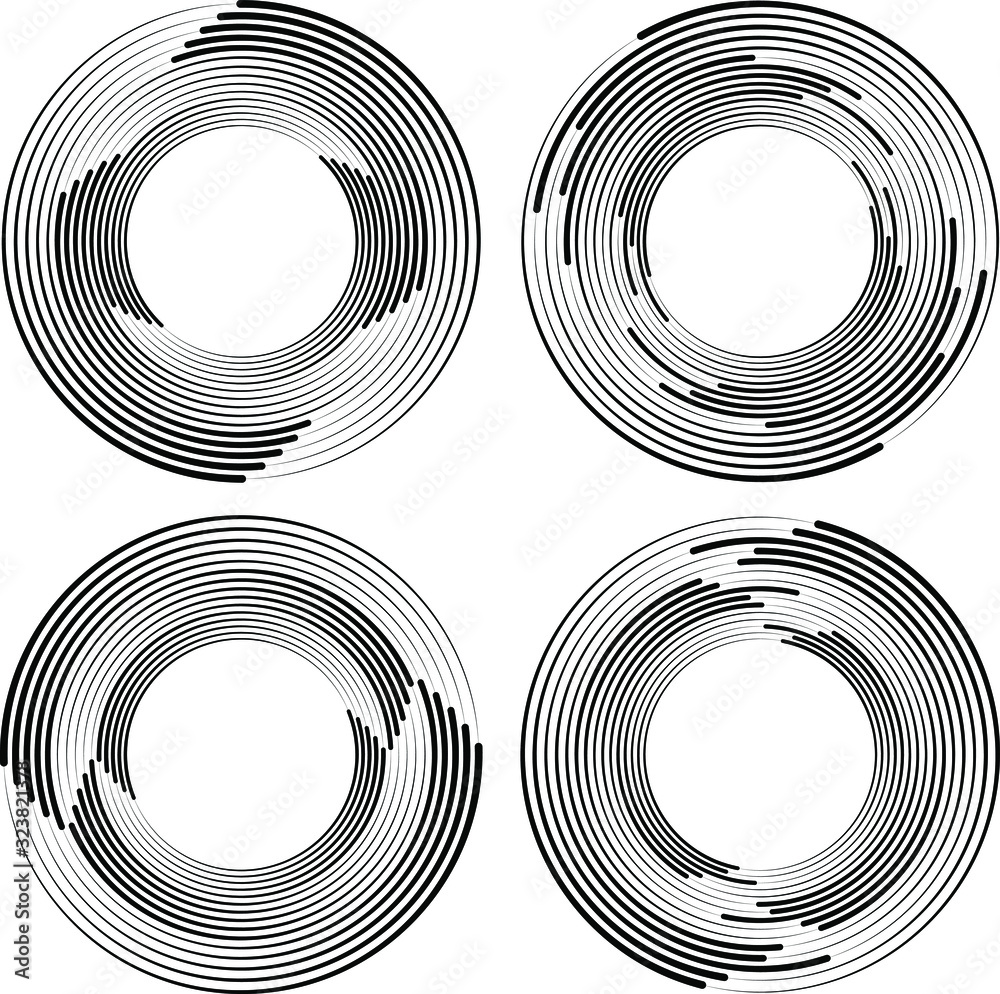 Set of abstract speed lines in circle form. Geometric art. Design ...
