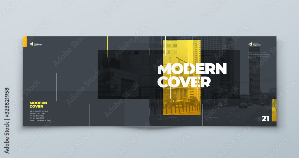 Horizontal Brochure Template Layout Design. Landscape Corporate ...