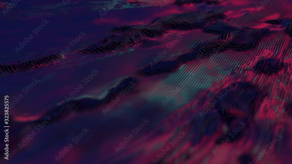 Abstract digital shock wave background with lots of tiles, technology ...