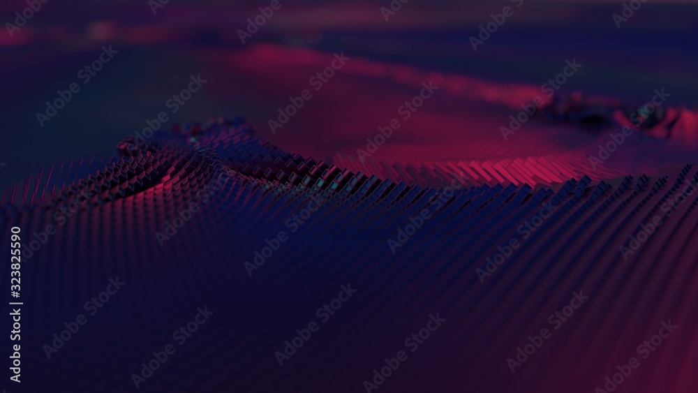 Abstract digital shock wave background with lots of tiles, technology ...