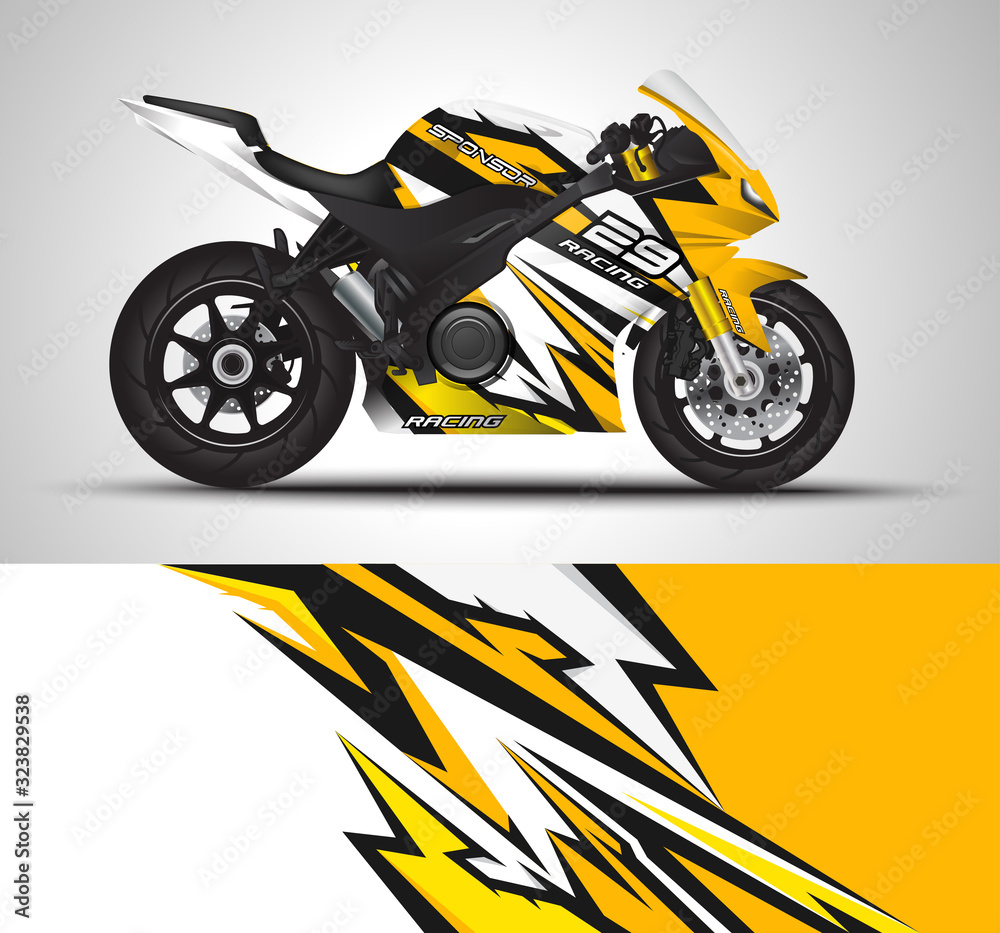 Motorcycle wrap decal and vinyl sticker design. Concept graphic ...