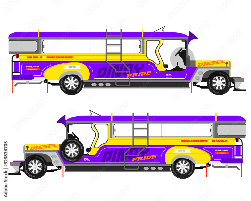 Philippines Jeepney icon vector set Stock Vector | Adobe Stock
