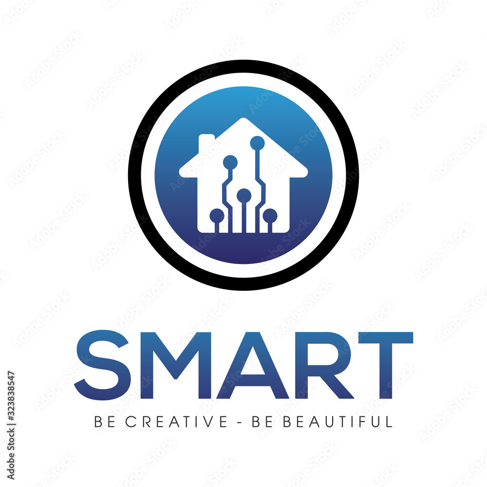 smart home security tech logo design vector Stock Vector | Adobe Stock
