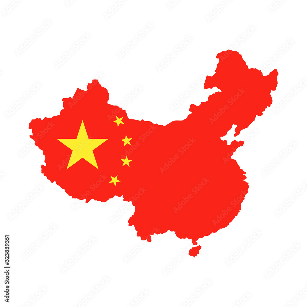 China map with flag icon Stock Vector | Adobe Stock