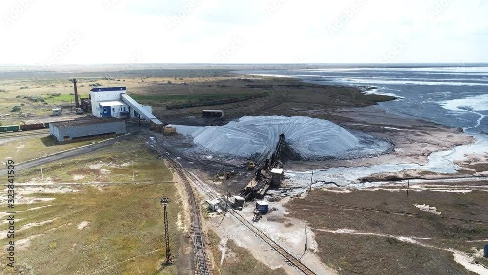 Vídeo do Stock: Salt factory in the open air, Burlin lake. Bursol ...